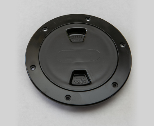 6 Inch Inspection Lid - Black Collar, Black Lid